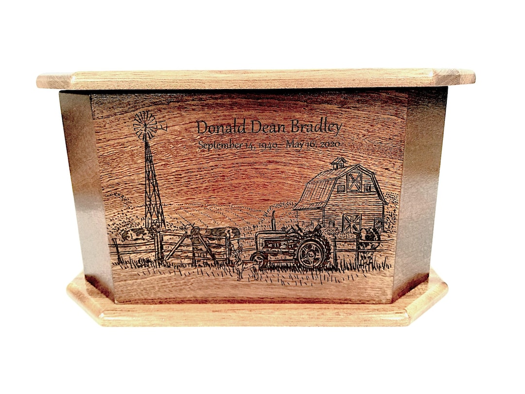 Cow Farm Urn Custom Engraved, Farming Design Urn Wood Handmade, Tractor ...