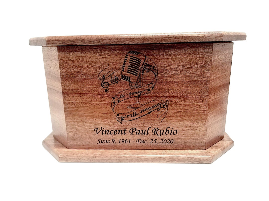 Singing Urn Custom Engraved, Handmade Wooden Urn, Singer Urn, Music Urn ...