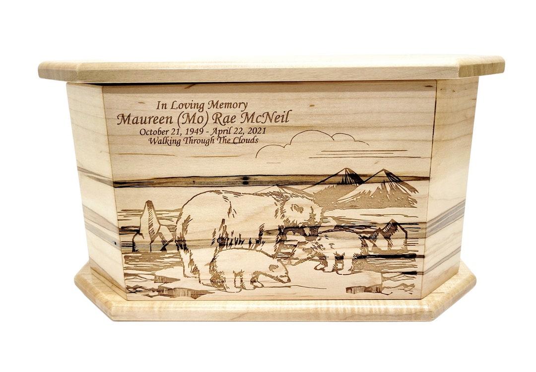 Polar Bears Urn Custom Engraved, Handmade Wooden Urn, Alaska Urn ...