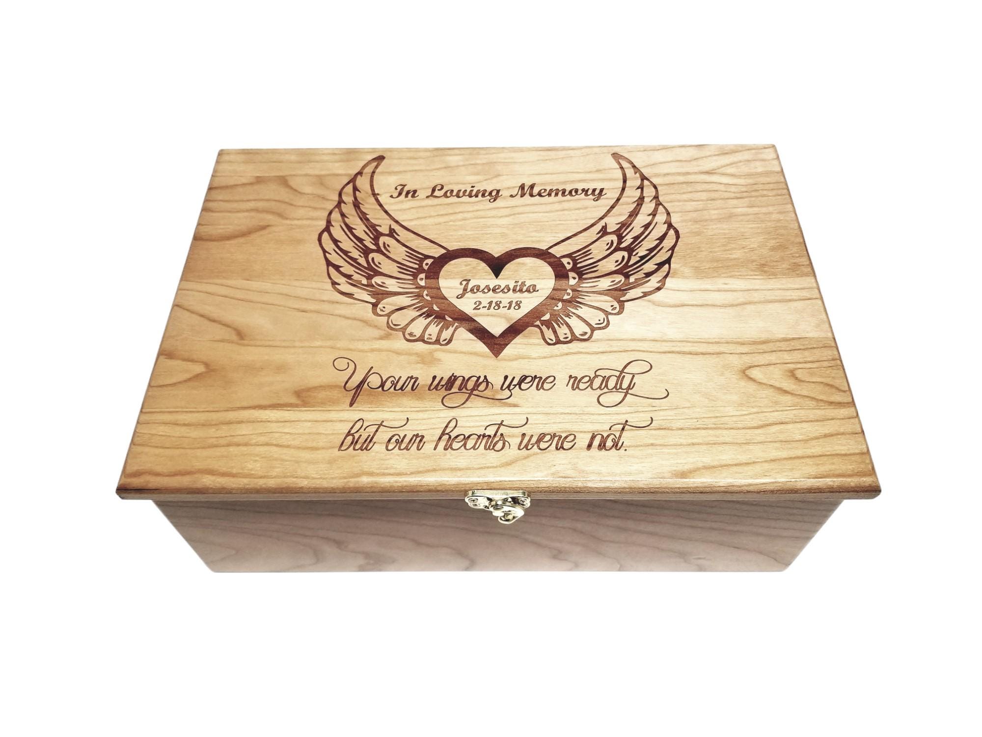 Personalized Heart Wings Memory Box 12x8x4, Custom Hand Made Wood ...