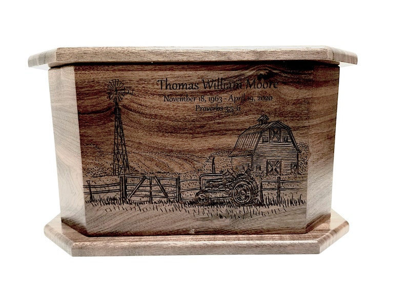 Farming Urn Custom Engraved, Farming Design Handmade Wooden Urn ...