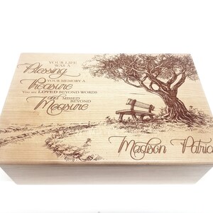 Personalized Park Bench Memory Box 12x8x4, Custom Hand Made Wood ...