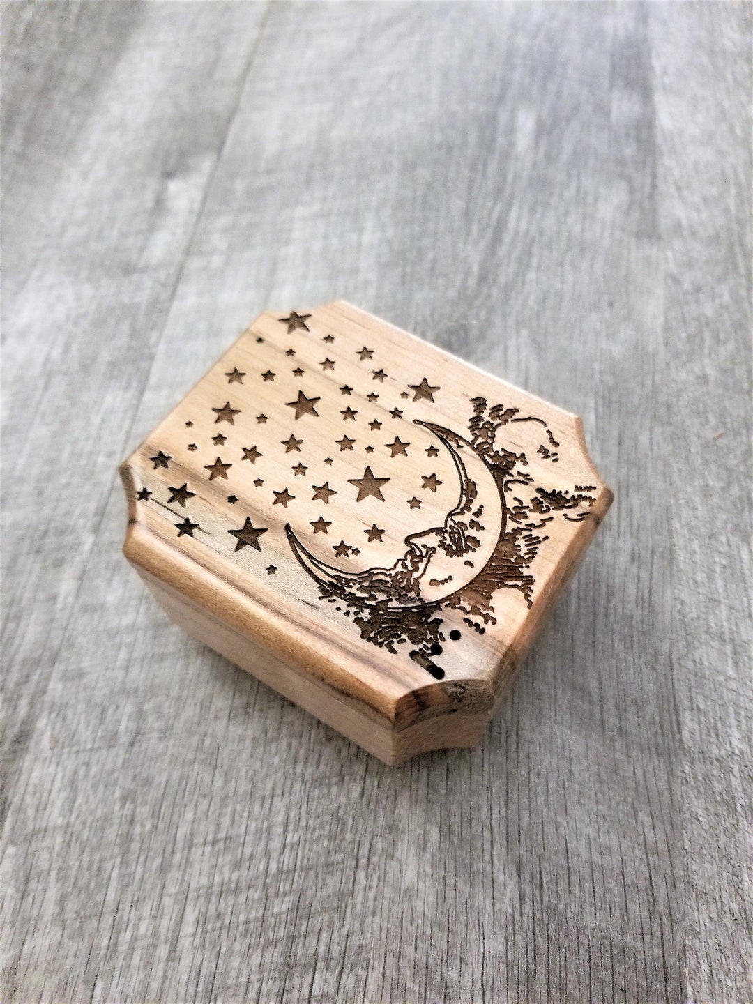 Personalized Moon and Stars Music Box Add Name, Custom Music Box ...
