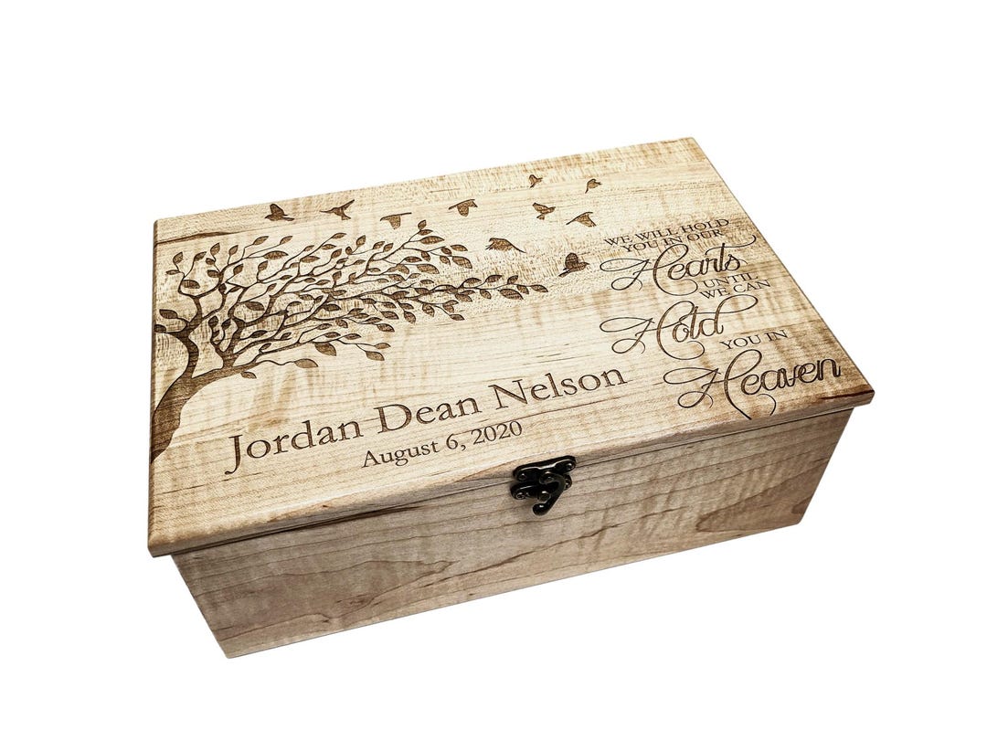 Personalized Tree With Birds 'hearts Hold Heaven' Poem Memory Box ...