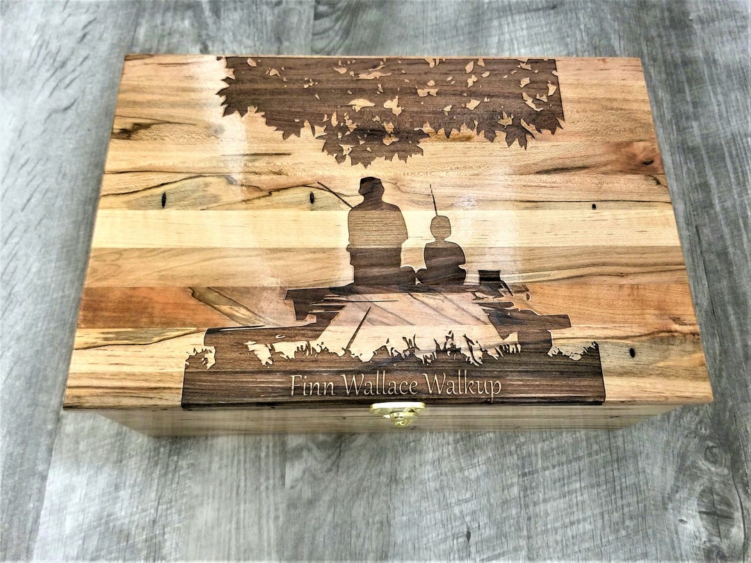 Personalized Father and Son Fishing Memory Box 12x8x4, Engraved Custom ...