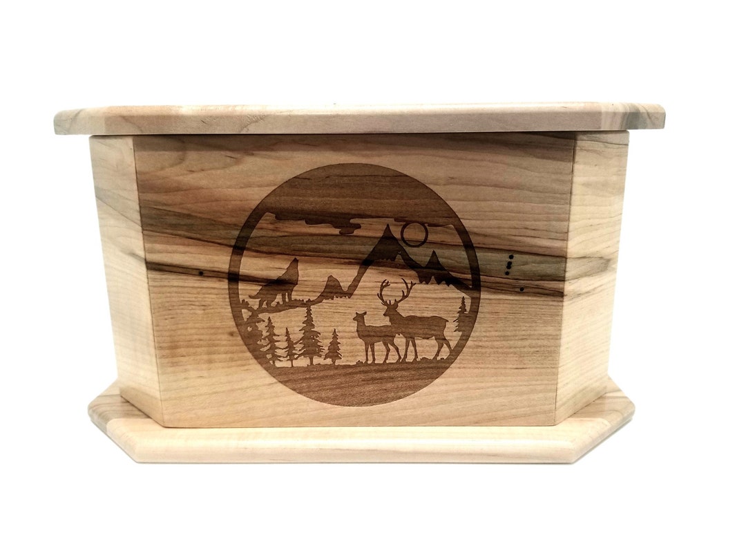 Mountain Life Urn Custom Engraved, Handmade Wooden Urn, Mountain Design ...