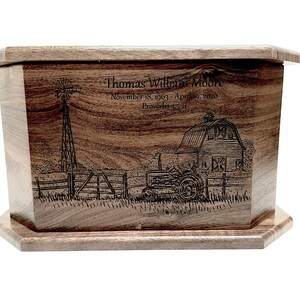 Farm Urn Custom Engraved, Farming Design Urn Wood Handmade, Tractor Urn ...