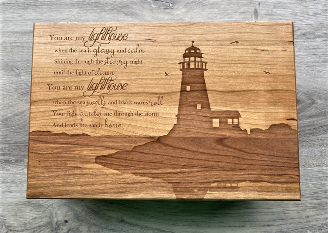 Personalized Lighthouse Memory Box 12x8x4,custom Hand Made Wood ...