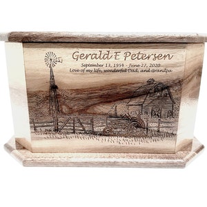 Farming Urn Custom Engraved, Farming Design Handmade Wooden Urn ...
