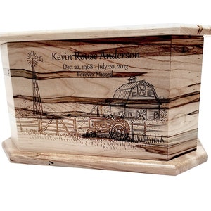 Farming Urn Custom Engraved, Farming Design Handmade Wooden Urn ...