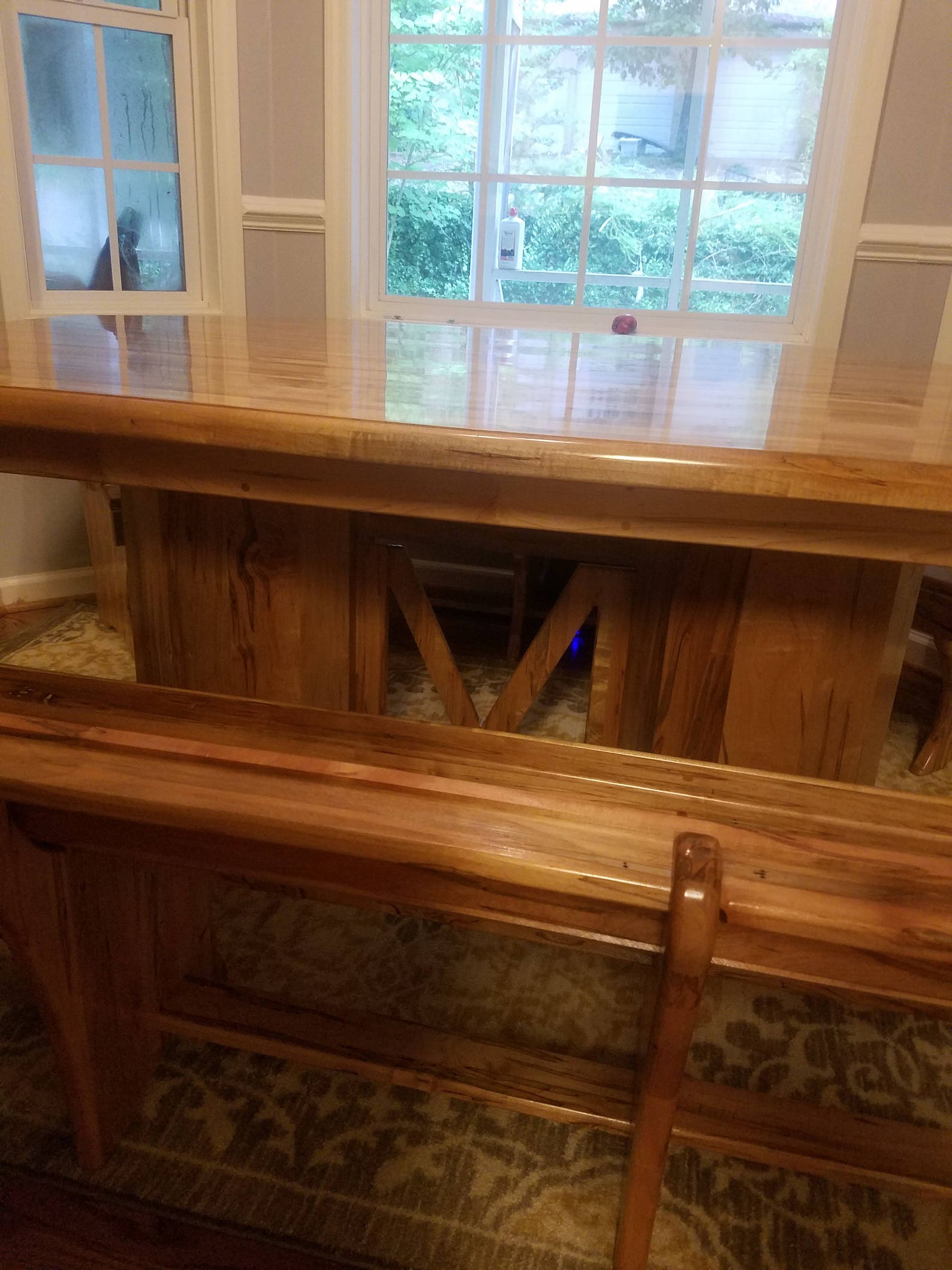 Bay Window Tablehand Made Table and Bench Ambrosia Maple | Etsy