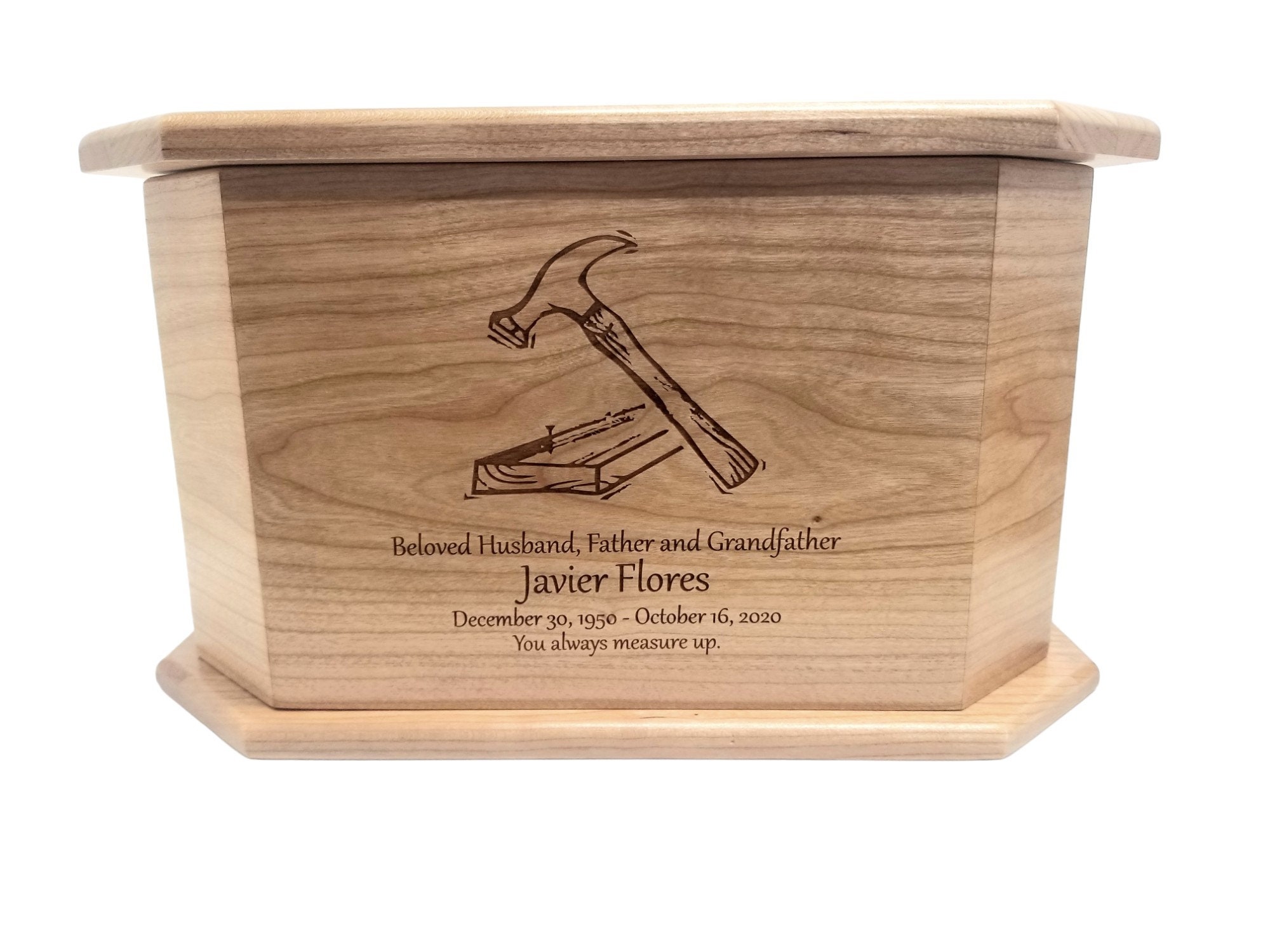 Carpenter Urn Custom Engraved, Handmade Wooden Urn, Wood Ashes Box ...