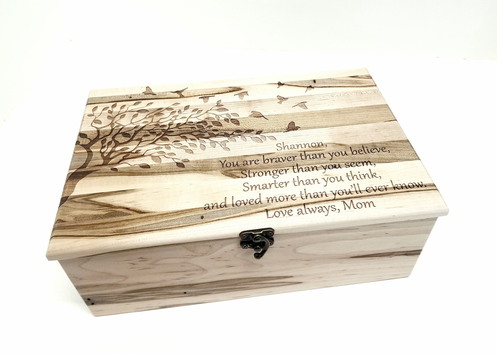 Personalized Tree Memory Box 12x8x4, Custom Hand Made Wood Keepsake Box ...