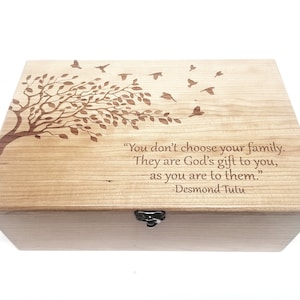 Personalized Tree Memory Box 12x8x4, Custom Hand Made Wood Keepsake Box ...