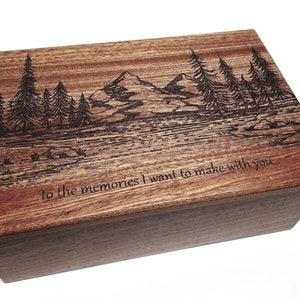 Personalized Mountain Scene Memory Box 12x8x4, Rustic Memorial Gift ...