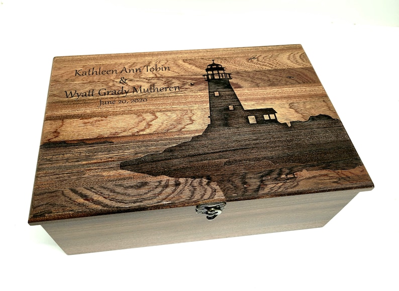 Personalized Lighthouse Memory Box 12x8x4,custom Hand Made Wood ...