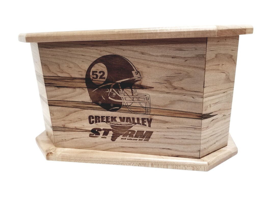 Football Memorial Urn Custom Engraved, Handmade Wooden Urn, Wood Ashes ...