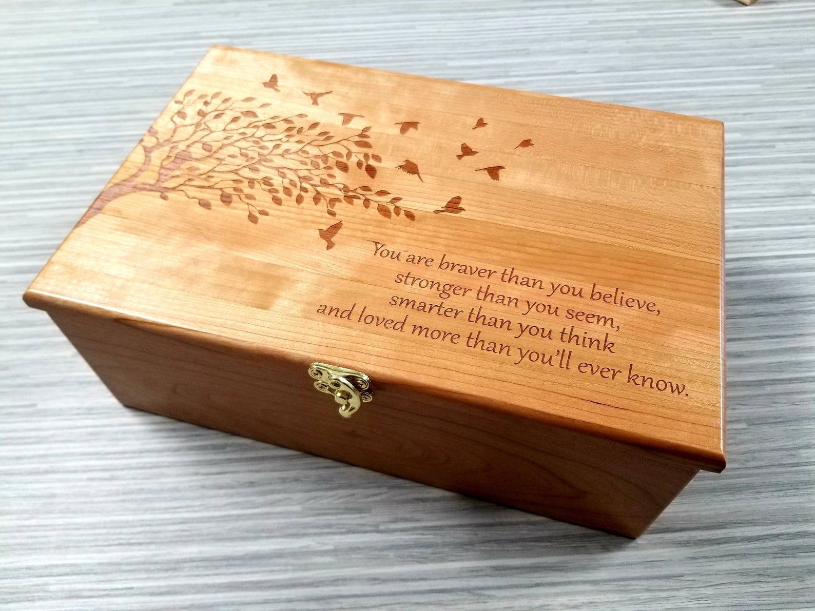 Personalized Tree Memory Box 12x8x4, Custom Hand Made Wood Keepsake Box ...