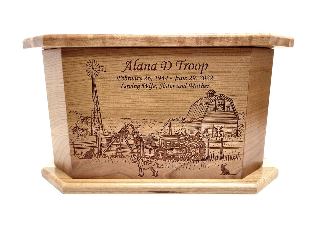 Donkey Farm Urn Custom Engraved, Farming Design Urn Wood Handmade ...