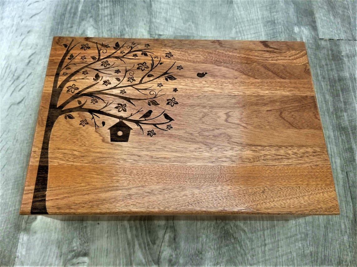 Personalized Tree Memory Box 12x8x4 Custom Hand Made Wood - Etsy