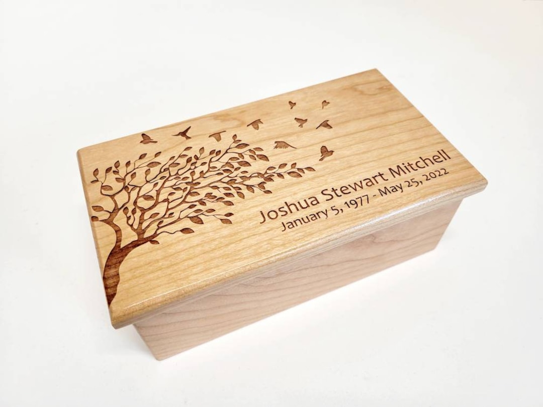 Personalized Tree of Life Memory Box, Tree With Birds Keepsake Box ...