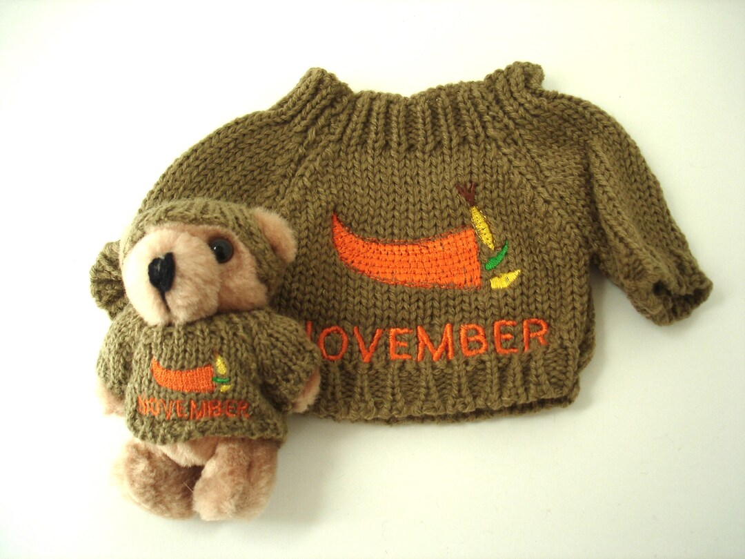 Teddy Bear November Sweater of the Month for 10 Inch Bear and Mini Bear ...