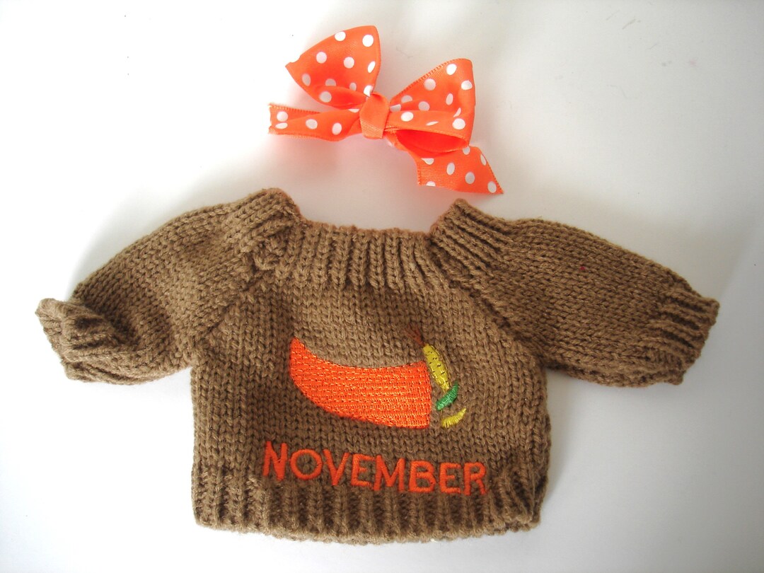 Teddy Bear November Sweater of the Month for 10 Inch Bear - Etsy