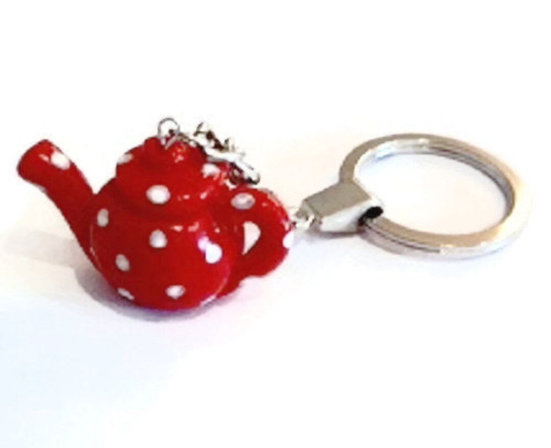 Polymer Clay Glazed Red Spotty Teapot Key Ring Polka Dot Key - Etsy