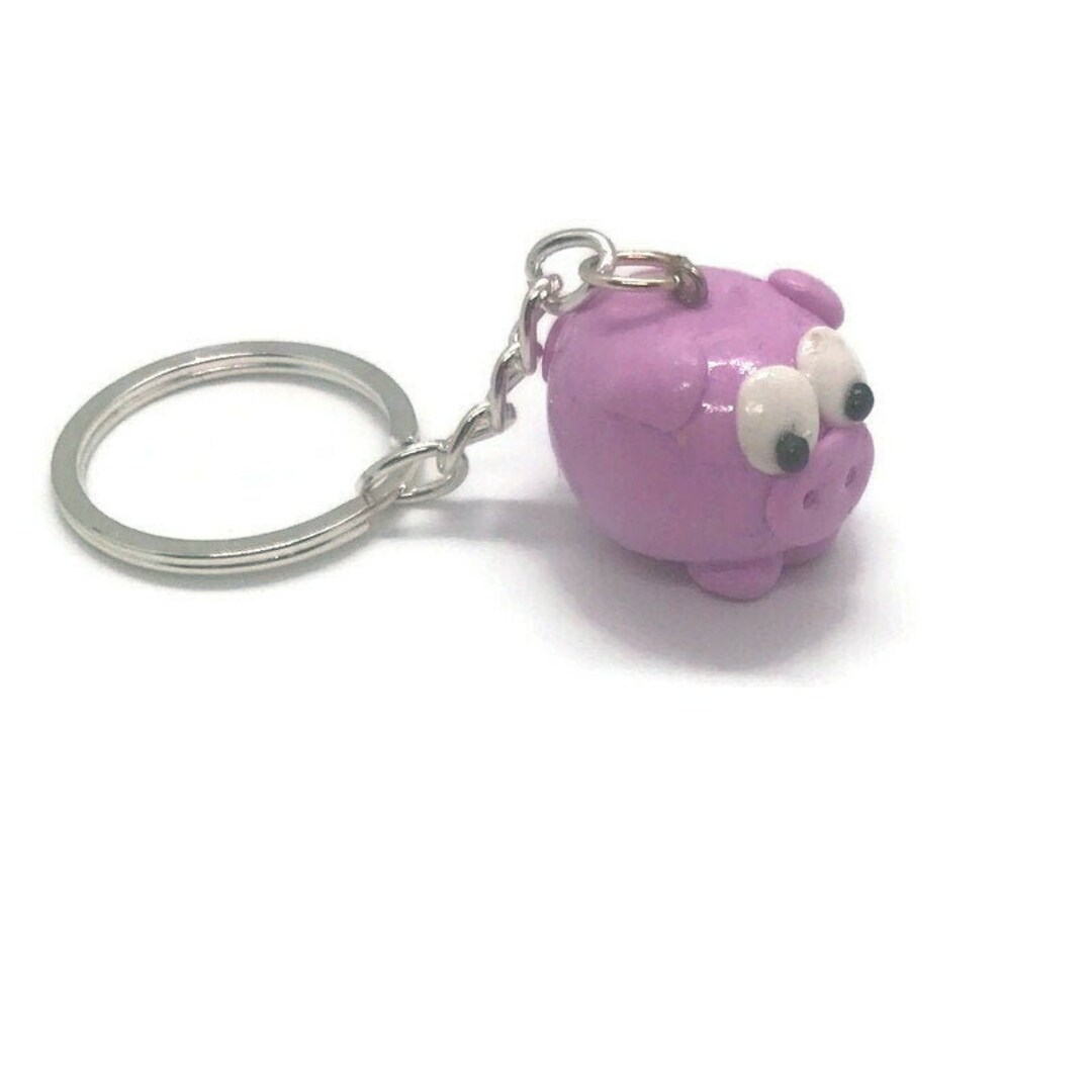 Pig Key Ring, Pig Gift, Animal Key Chain, Farmer Gift, Pink Keyring ...