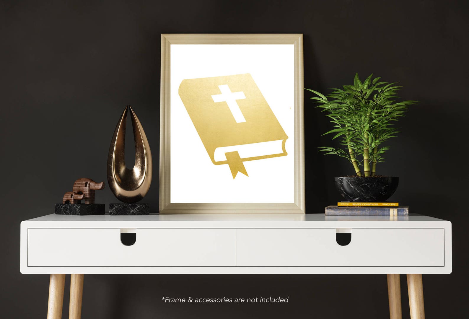 Bible Cross Gold Foil Print Poster Christian Religious Biblical Christ ...