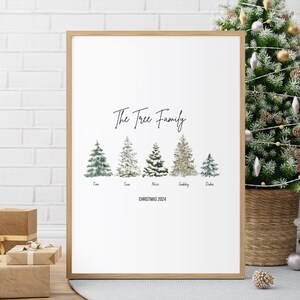 Customizable Christmas Tree Family Wall Art Portrait Print - Etsy