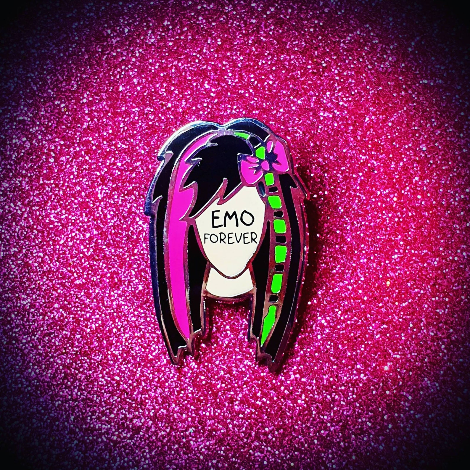 EMO FOREVER Emo Hair Girl Enamel Pin - Etsy UK