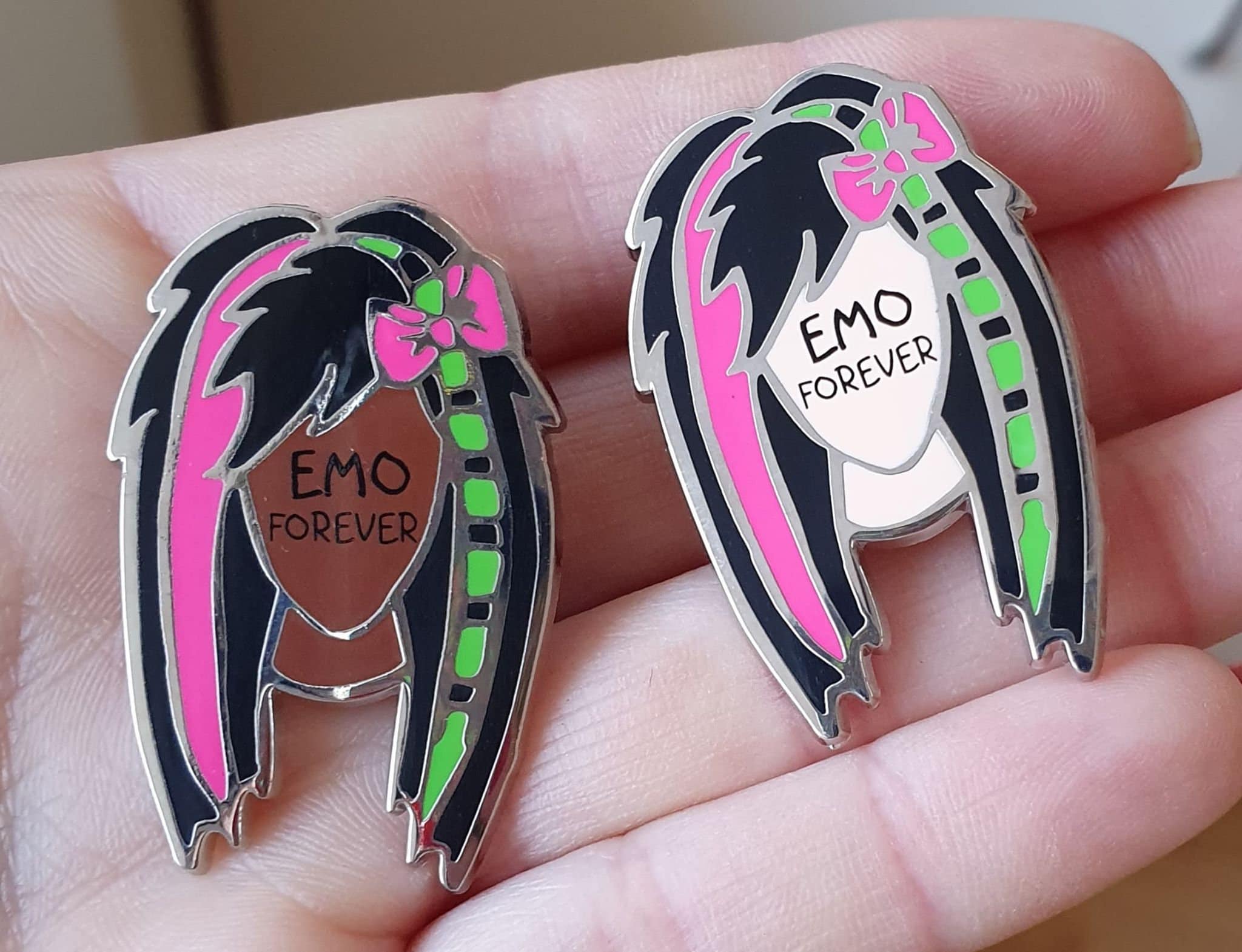 EMO FOREVER Emo Hair Girl Enamel Pin - Etsy UK