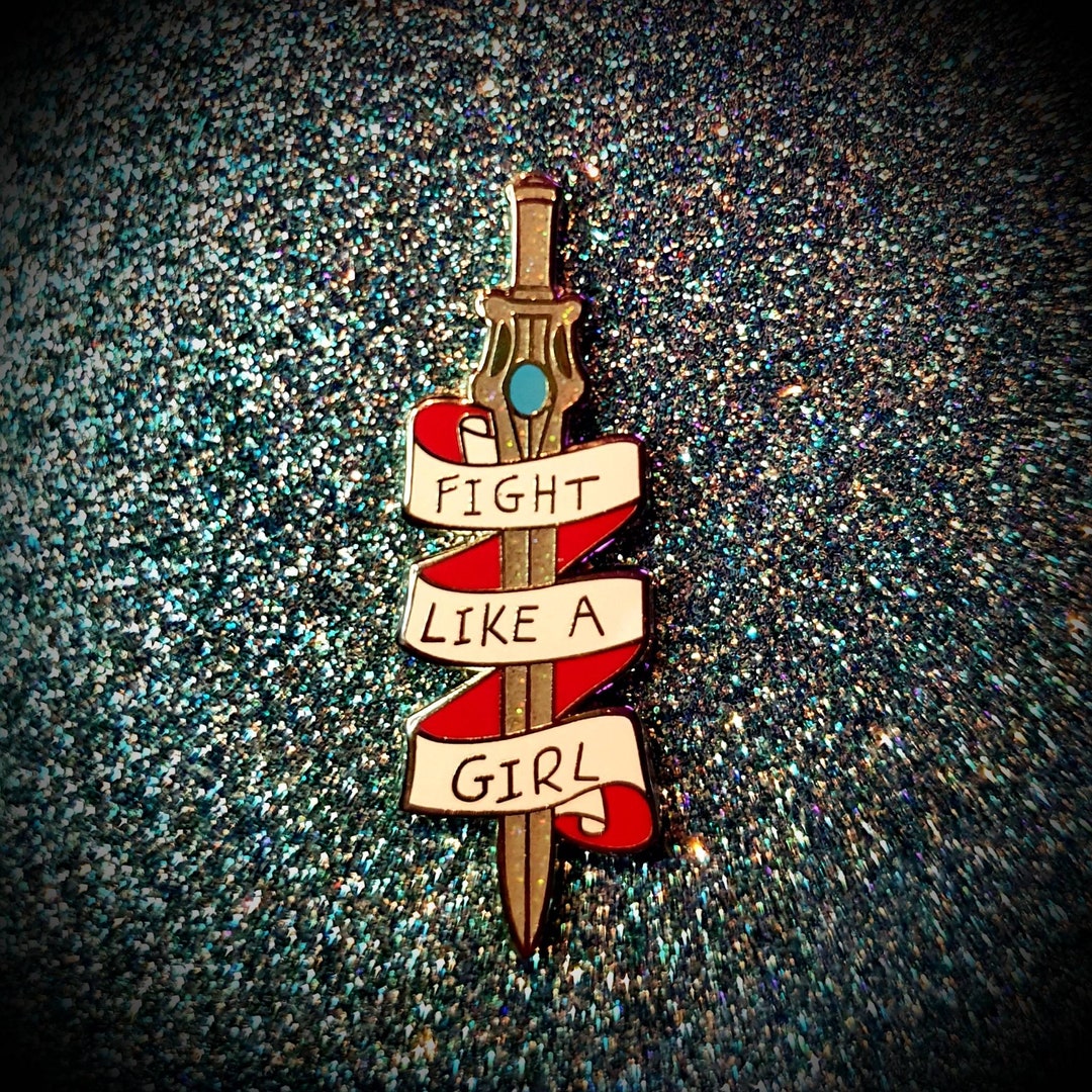 FIGHT LIKE A GIRL - 80s Cartoon She-ra Inspired Pin - Red, White and ...