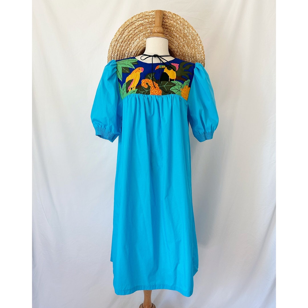 Vintage 1980's Tropical Applique Dress - Etsy