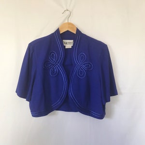 Cobalt Blue Bolero | Vintage 1980's Cropped Bolero Jacket - Etsy