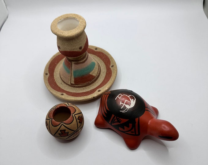 Native American Southwest Navajo Sand Art Pottery 4” Candle Holder - Etsy