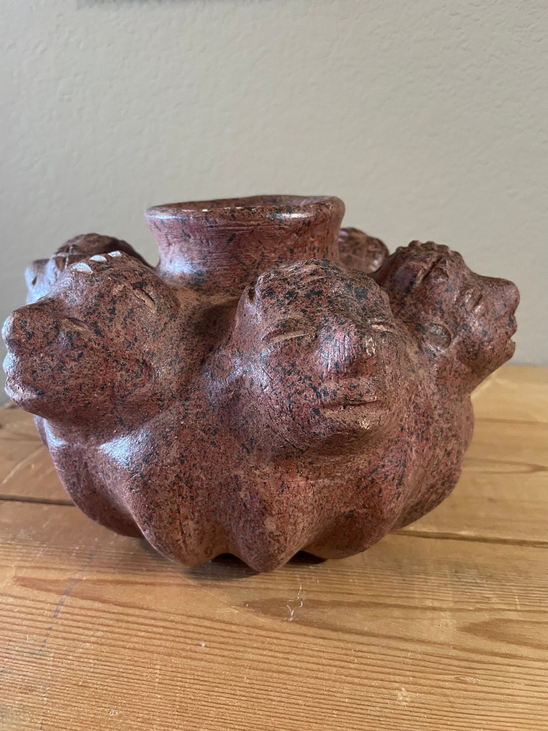 Pre Colombian Pottery Handmade Clay Pot or Vase With Perpetual Faces or ...