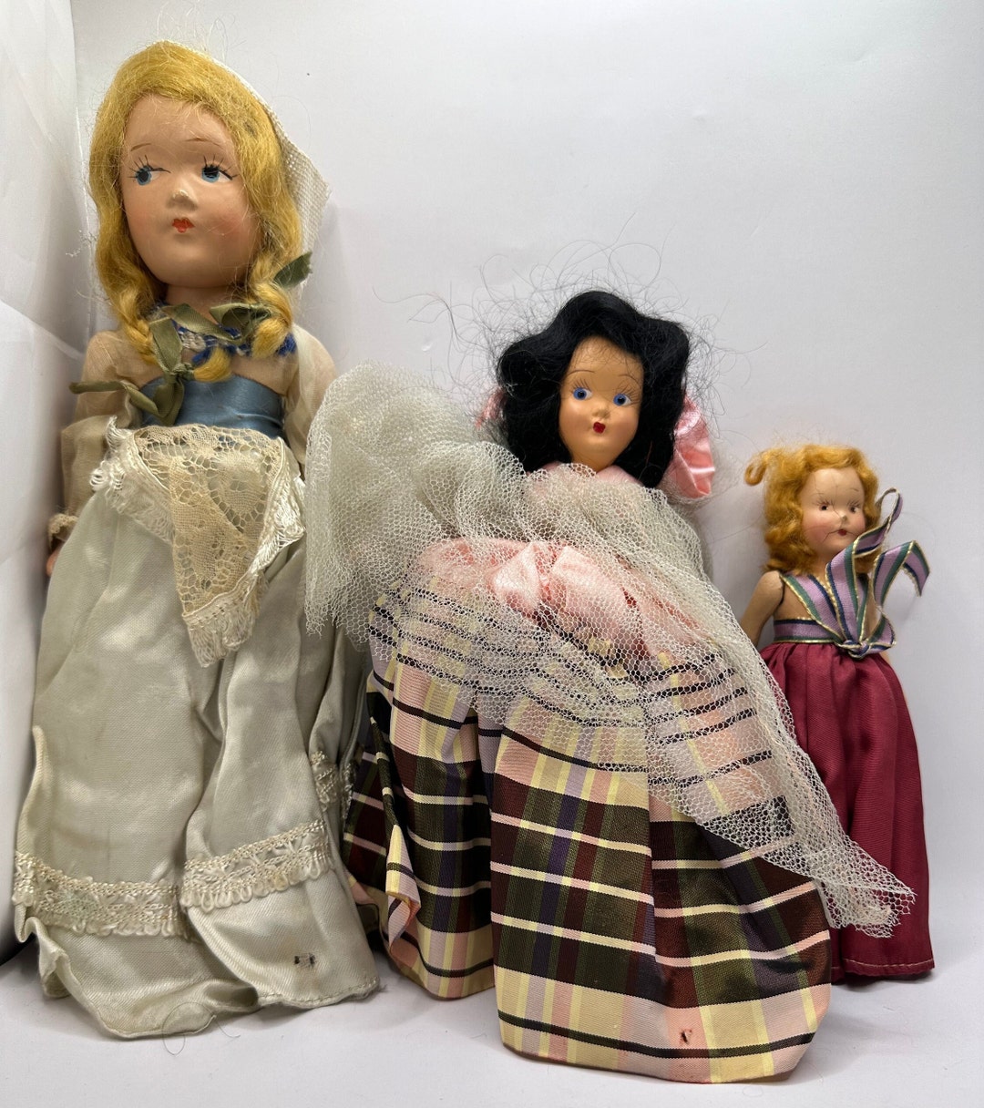 Charming Set of Three Vintage Composite Doll Unique Collectible Figures ...