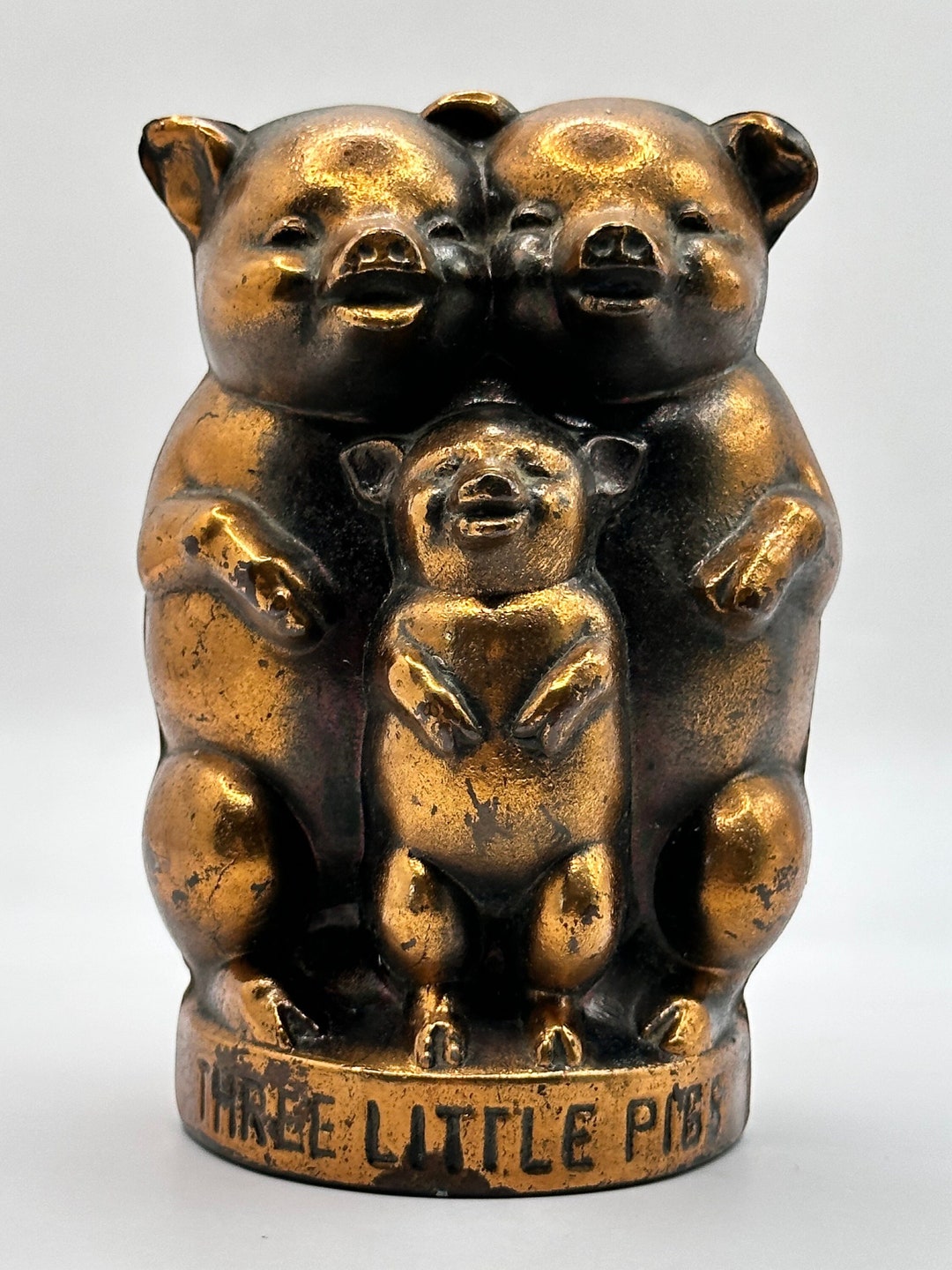 Vintage Metal Copper Tone Three Little Pigs Bank No Stopper - Etsy