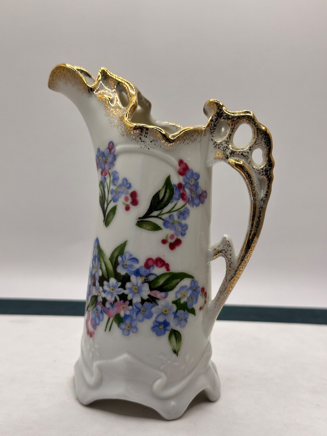 Vintage Royal Crown Blue Floral Miniature Pitcher Hand Painted - Etsy