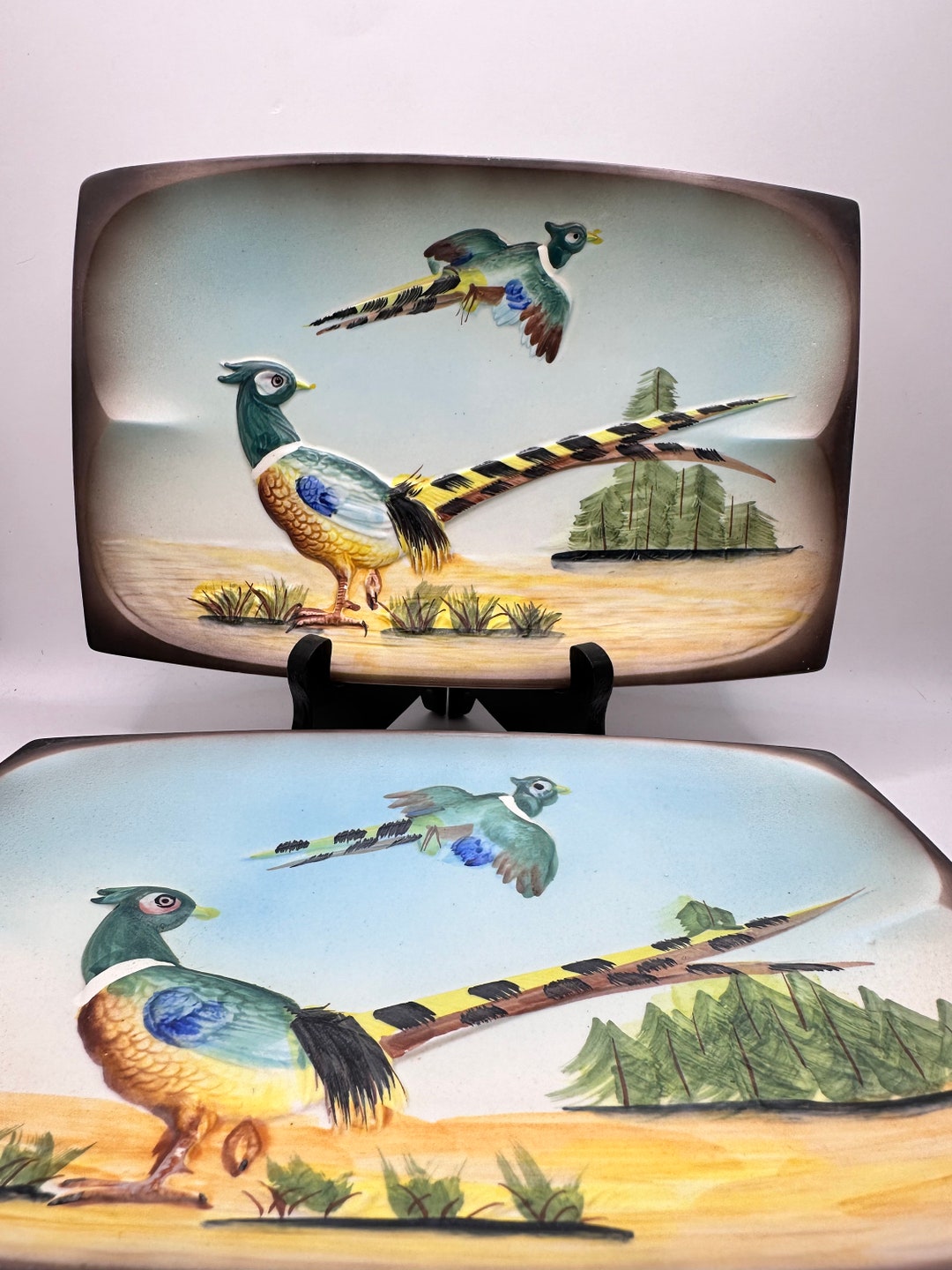 Set of 2 Norcrest Fine China 3D Pheasant Plates Vintage Made in Japan ...