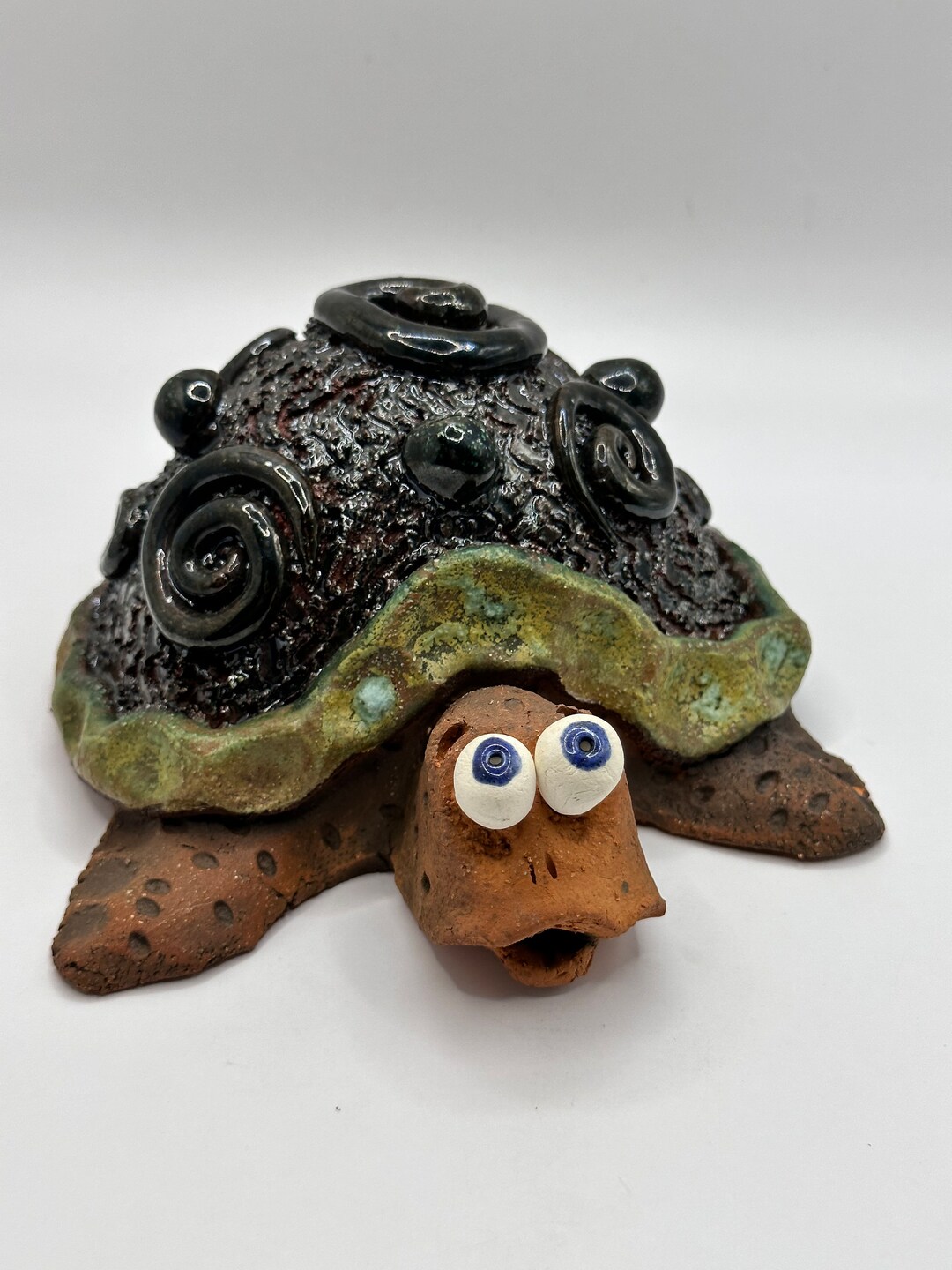 Studio Art Pottery Clay and Ceramic Turtle With Large Eyes Artist ...