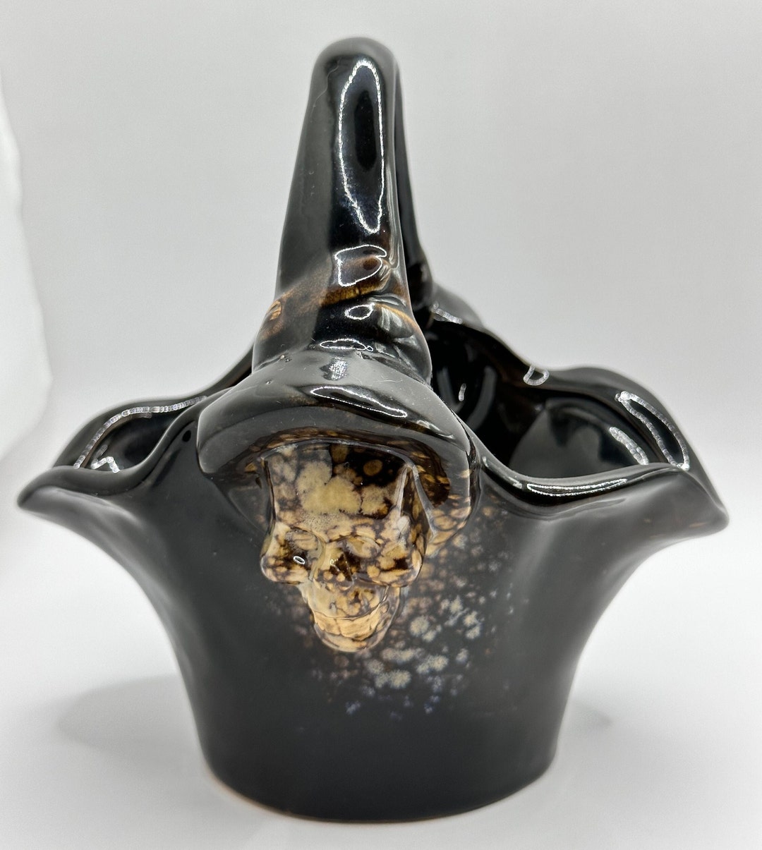 Vintage Brown Dripping Glazed 3D Skull Basket - Etsy