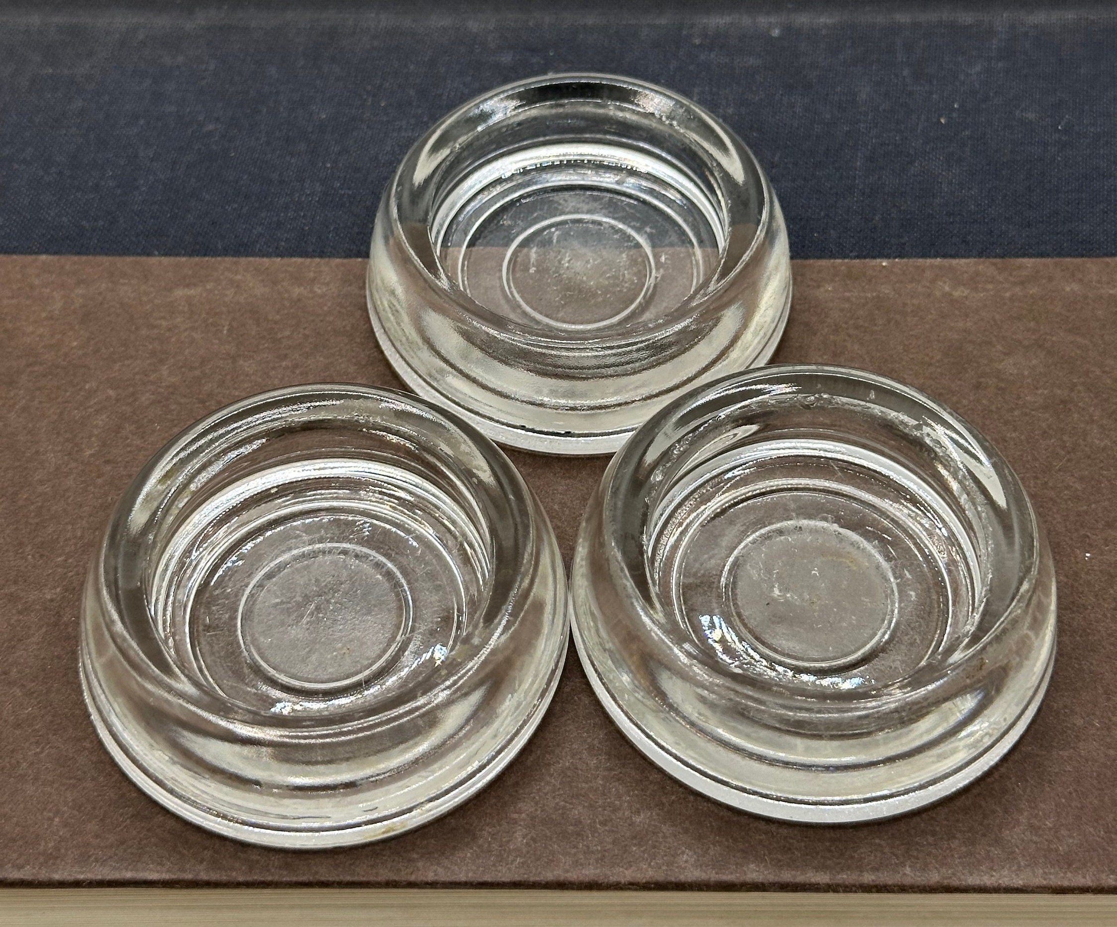 Vintage Set of 3 Clear Glass Furniture Coaster Cups - Etsy