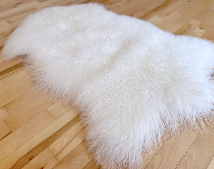 New Genuine Tibet Mongolian Curly Lamb Fur Skin Hide Pelt Natural ...