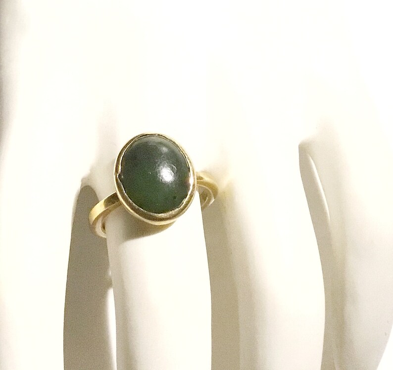 18k Handmade Nephrite Jade Oval Cabochon Pinky Ring C1960s - Etsy