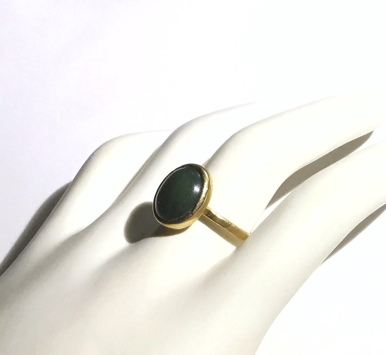 18k Handmade Nephrite Jade Oval Cabochon Pinky Ring C1960s - Etsy