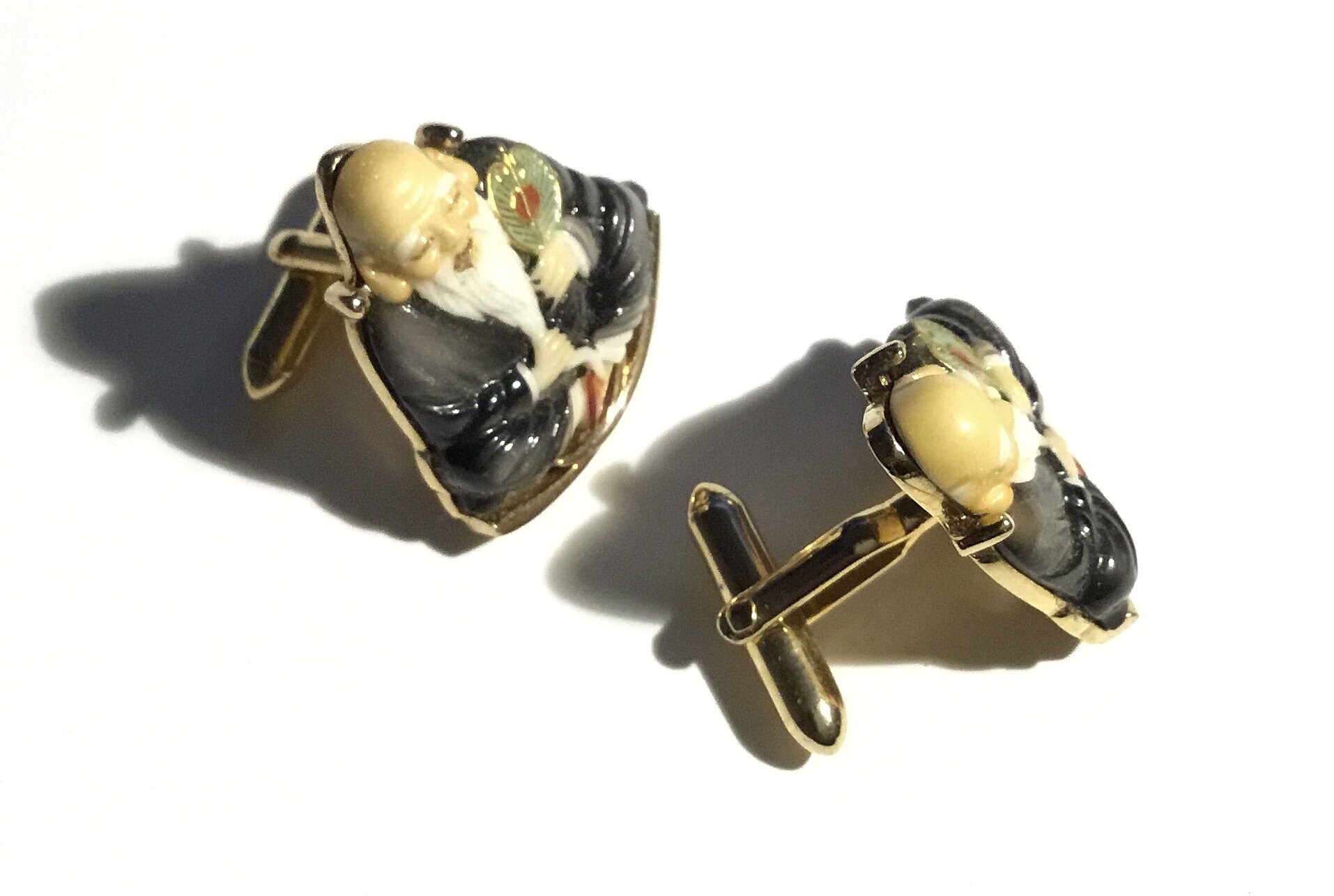 1960s Arita, Japan Toshikane Cufflinks Featuring Jurōjin, God of ...
