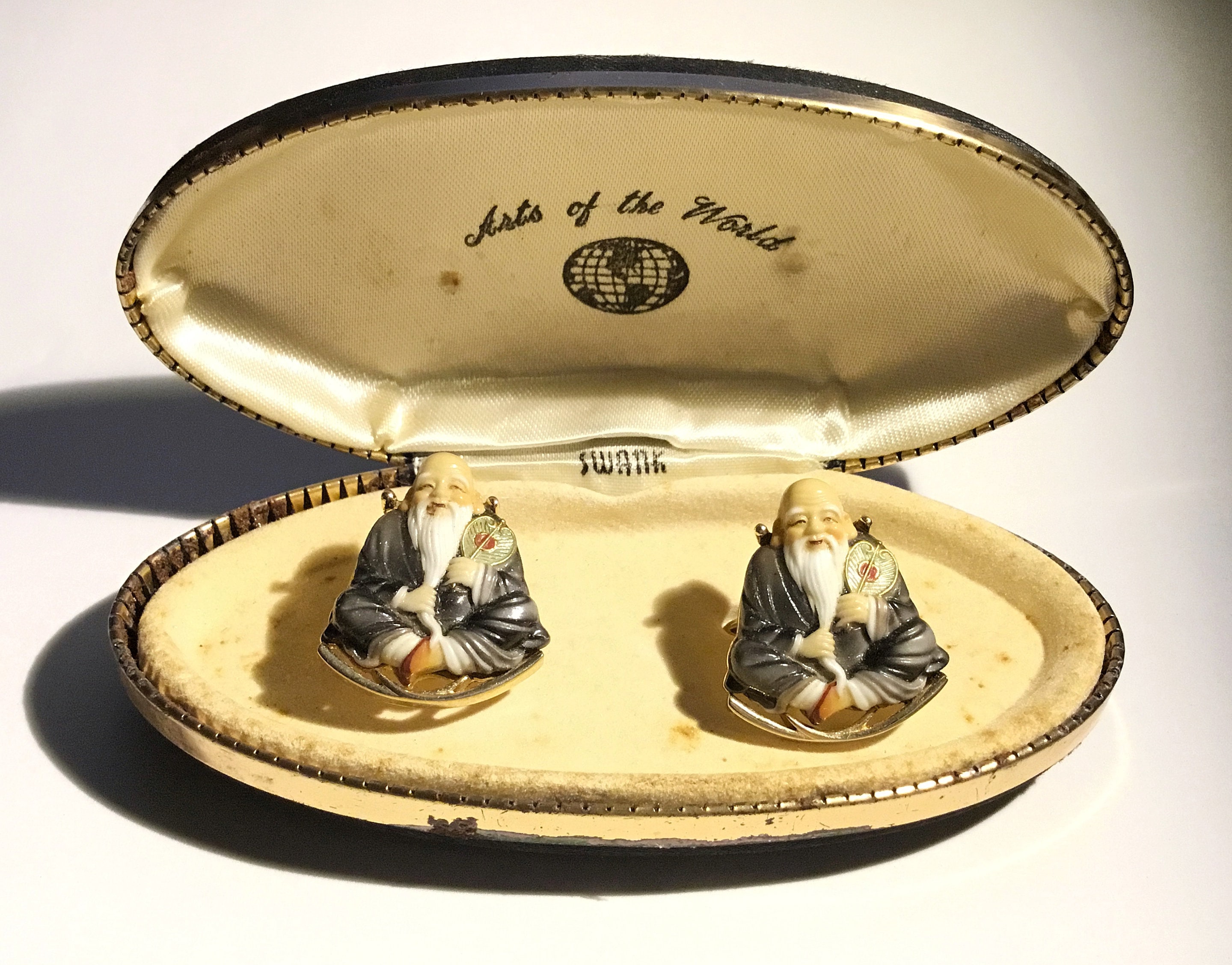 1960s Arita, Japan Toshikane Cufflinks Featuring Jurōjin, God of ...